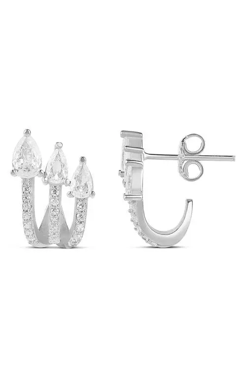 SHYMI Pavé Cubic Zirconia Wrap Hoop Earrings - Silver/ White