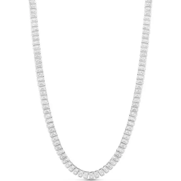 SHYMI Emerald Cut Tennis Necklace - Silver/ White