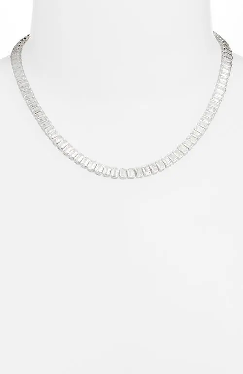 SHYMI Emerald Cut Tennis Necklace - Silver/ White