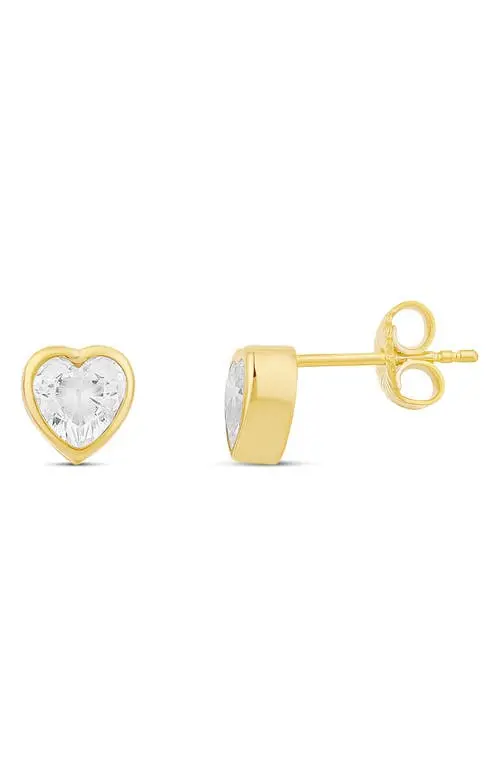 SHYMI Fancy Bezel Stud Earrings - Gold/white/heart