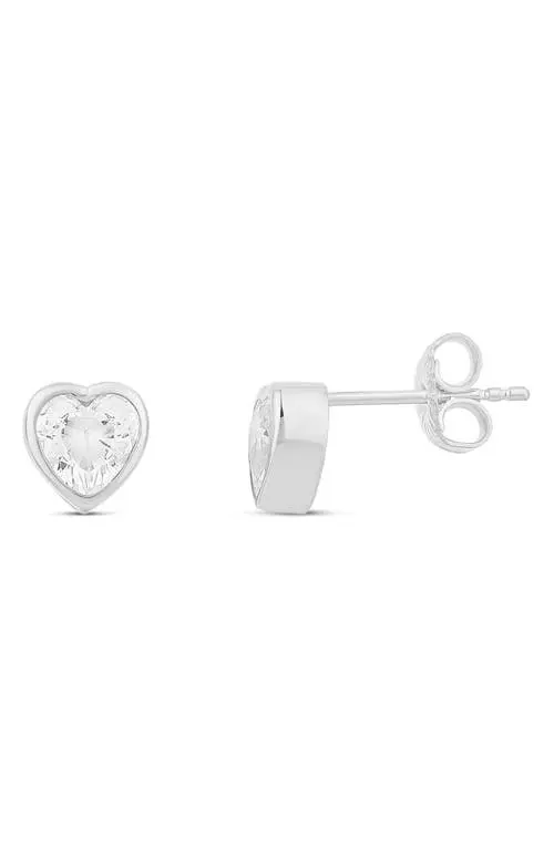 SHYMI Fancy Bezel Stud Earrings - Silver/white/heart
