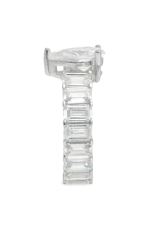 SHYMI Pear & Emerald Cut Cubic Zirconia Eternity Ring - Silver/white