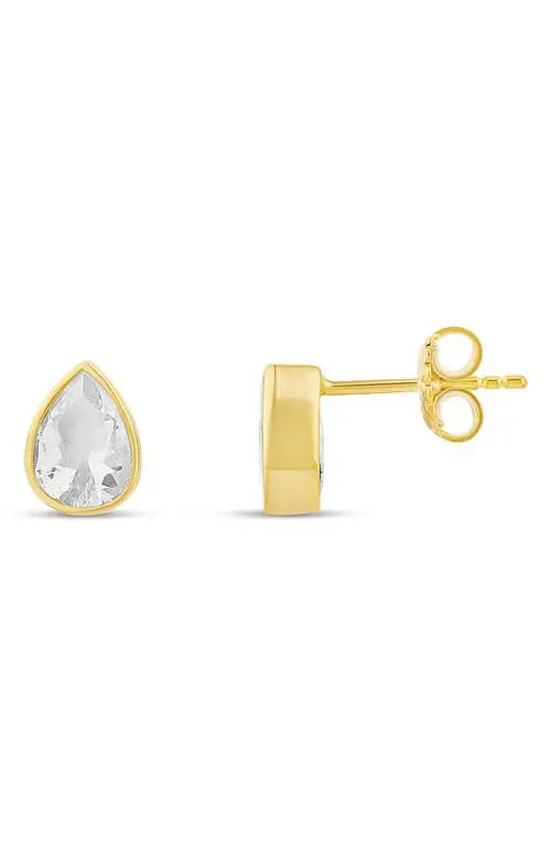 SHYMI Bezel Stud Earrings - Gold/white/pear Cut