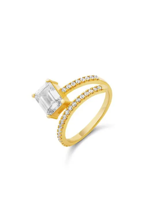 SHYMI Cubic Zirconia Bypass Statement Ring - Gold/white