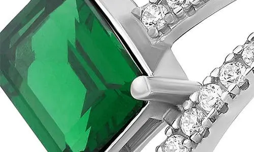 SHYMI Cubic Zirconia Bypass Statement Ring - Silver/ Green