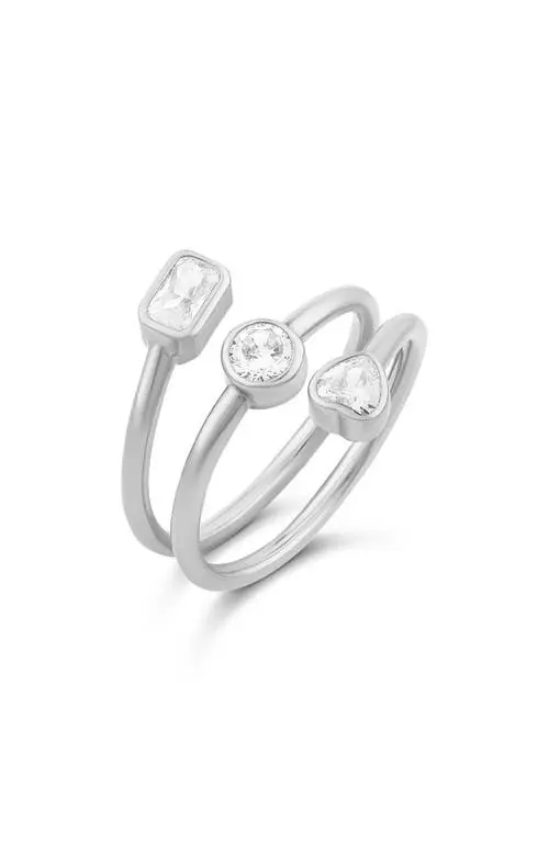 SHYMI Cubic Zirconia Bezel Wrap Ring - Silver/ White
