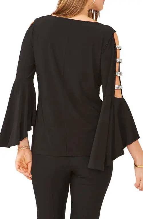 Chaus Rhinestone Ladder Trim Knit Blouse - Black