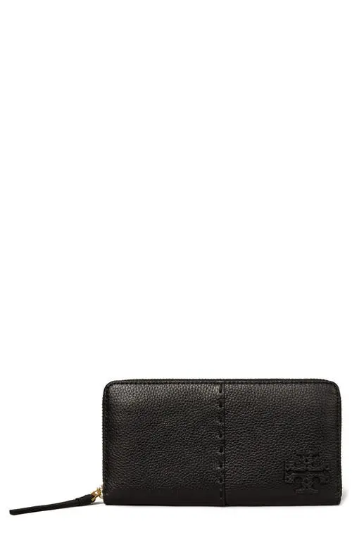 Tory Burch Mcgraw Continental Leather Zip Wallet - Black
