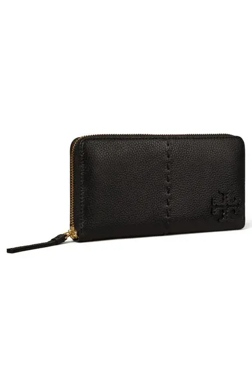 Tory Burch Mcgraw Continental Leather Zip Wallet - Black