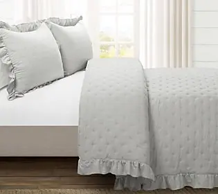 LUSH DECOR Reyna Ruffle Reversible Quilt 3pc Se T F/q - One-color