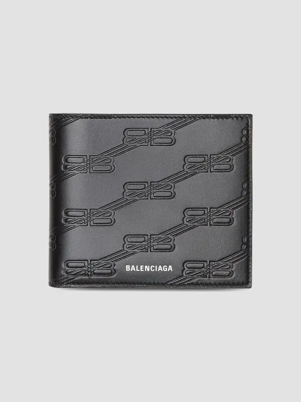 Balenciaga Embossed Monogram Square Folded Wallet In Box