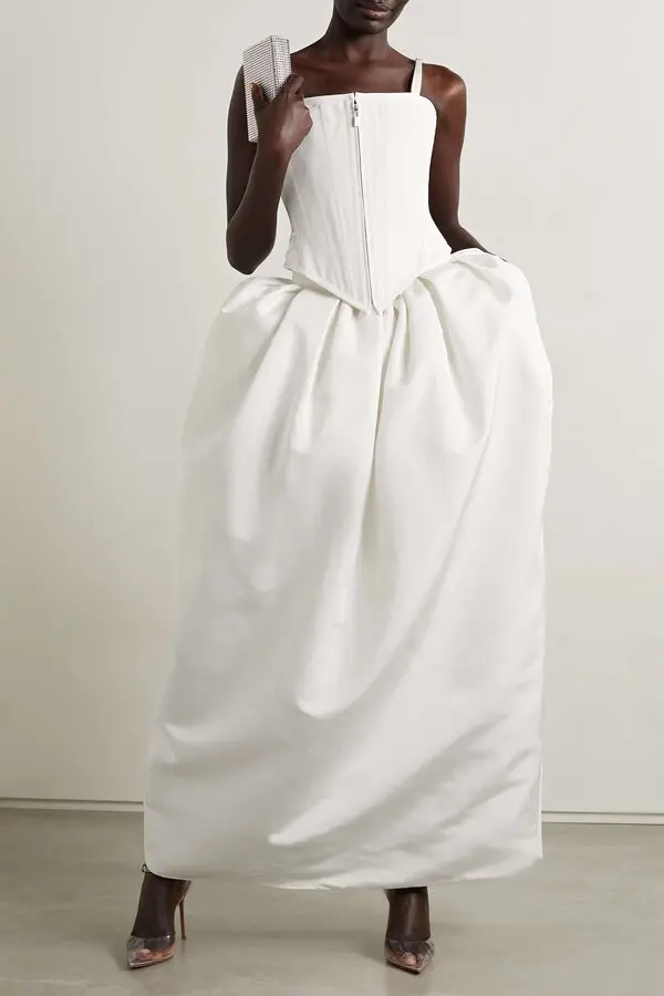 Christopher John Rogers Gathered Silk-faille Maxi Skirt