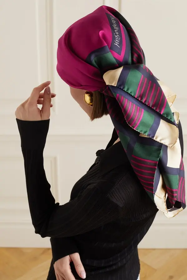 Saint Laurent Printed Silk-twill Scarf