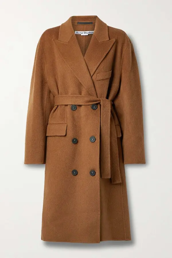 Acne Studios Belted Double-breasted Brushed Wool And Alpaca-blend Coat
