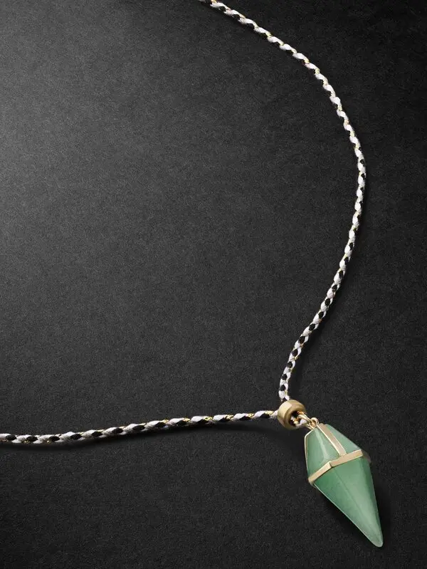 Jacquie Aiche Gold And Aventurine Pendant Necklace - Green