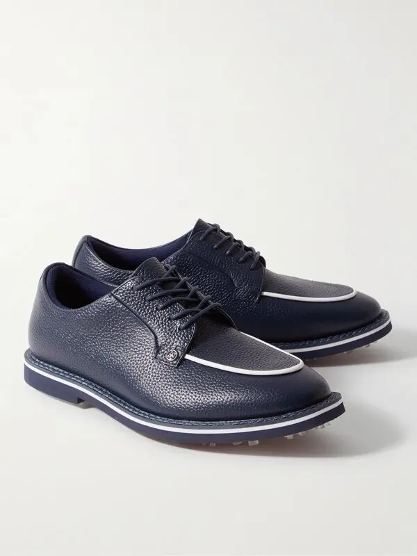 G/fore Gallivanter Apron-toe Pebble-grain Leather Golf Shoes
