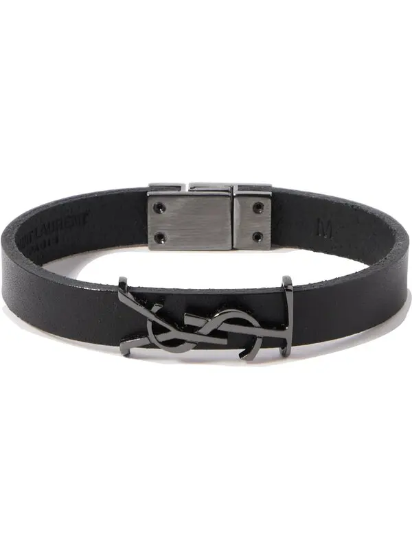 Saint Laurent Opyum Leather Bracelet - Black