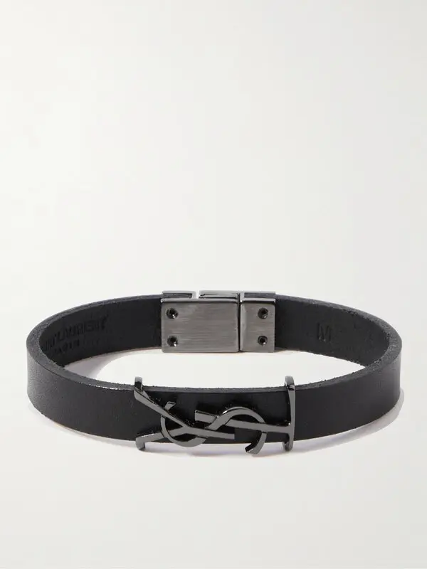 Saint Laurent Opyum Leather Bracelet - Black