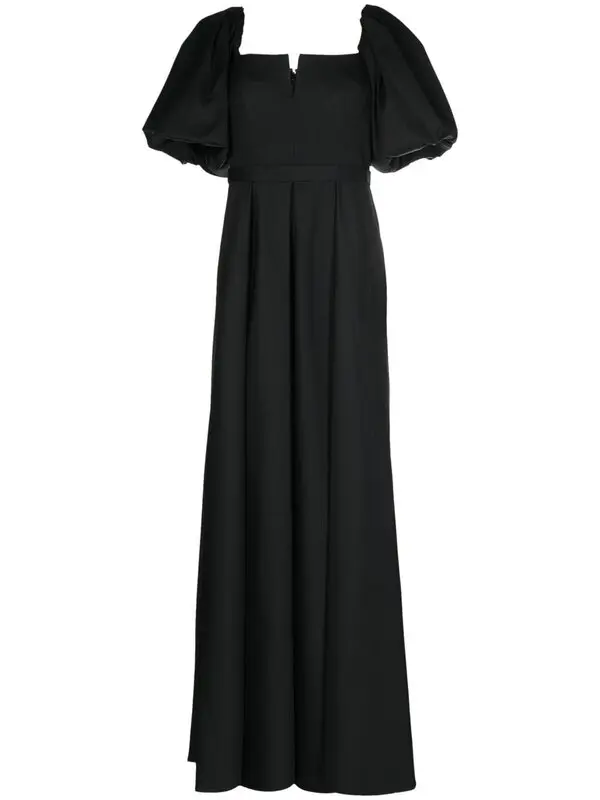 Alberta Ferretti Pleat-detail Gown - Black