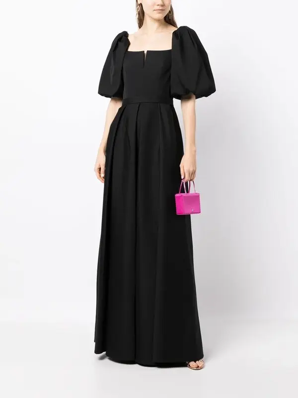 Alberta Ferretti Pleat-detail Gown - Black
