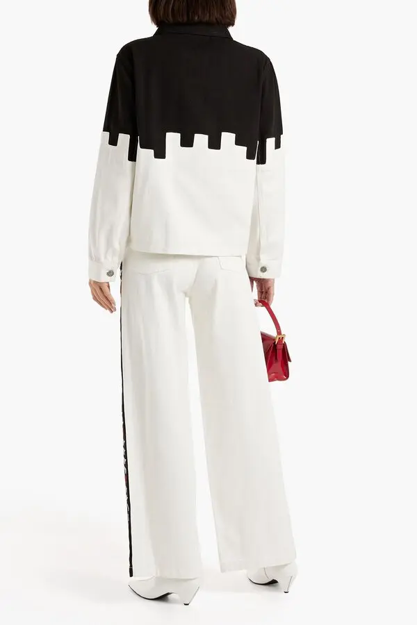 Alice + Olivia Fran Embroidered Twotone Denim Jacket