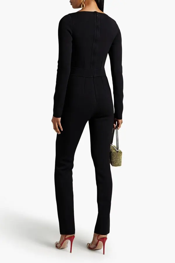 Herve Leger Ponte Jumpsuit With Front Slits