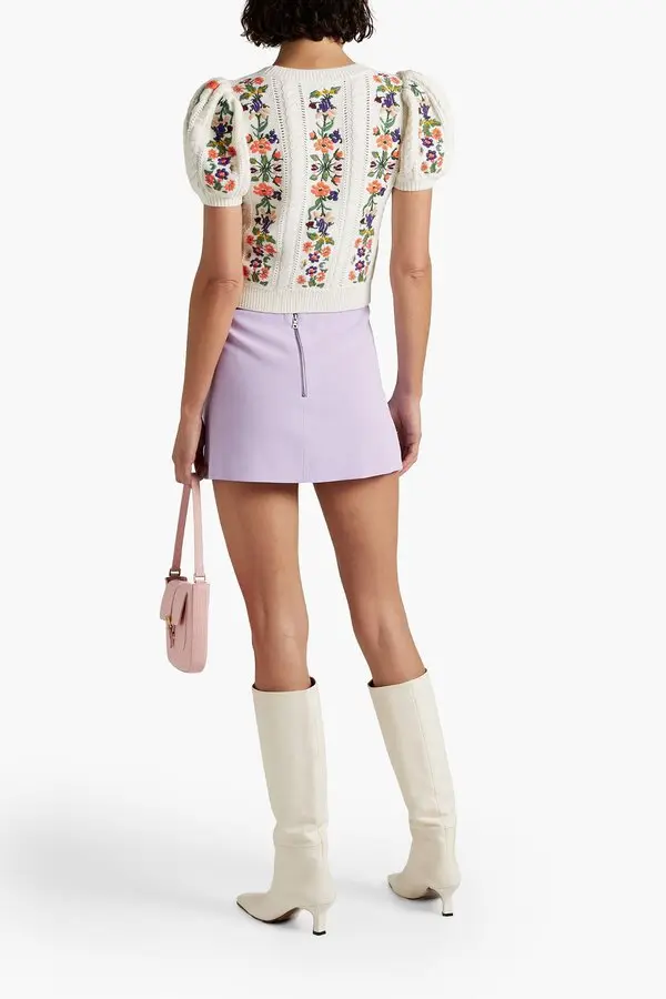 Alice + Olivia Alice Olivia Daren Embroidered Cableknit Woolblend Sweater