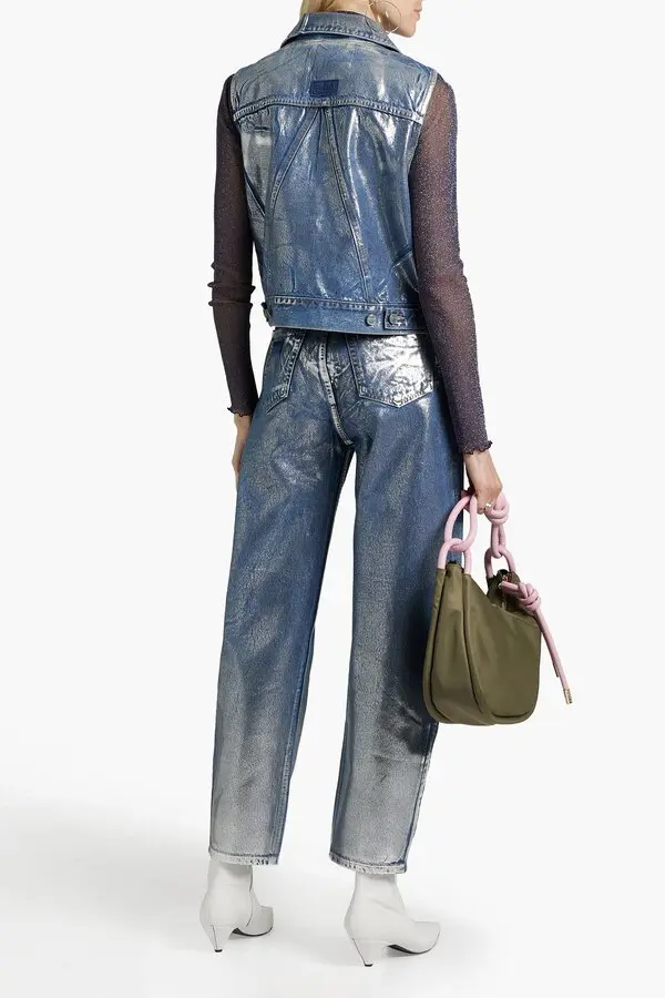 GANNI Metallic Coated High-rise Tapered Jeans