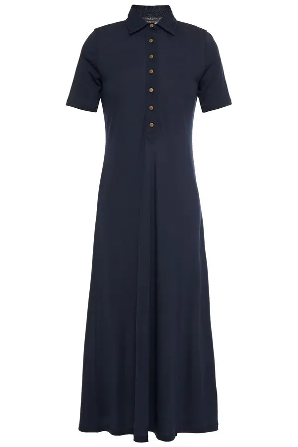 Rag & Bone Stretchjersey Midi Shirt Dress - Navy