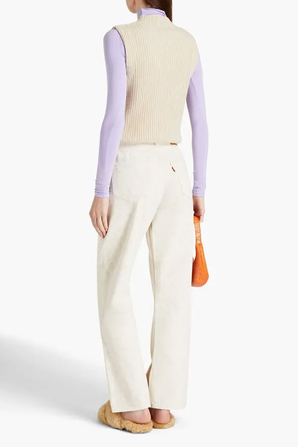 GANNI Crystal-embellished Ribbed Wool-blend Vest