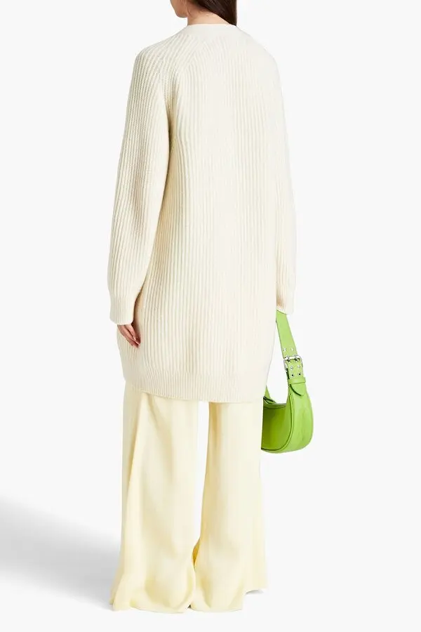 GANNI Crystalembellished Ribbed Recycled Woolblend Cardigan