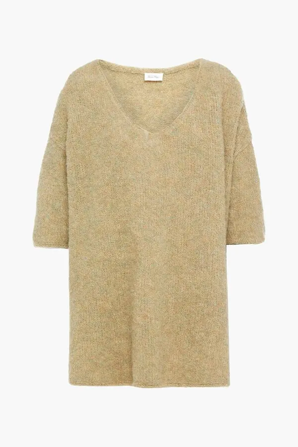 American Vintage Oversized Brushed Merino Woolblend Bouclé Sweater - Sage Green