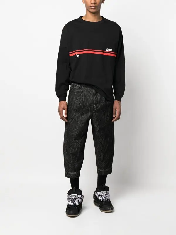 Gcds Logo-print Striped Sweatshirt