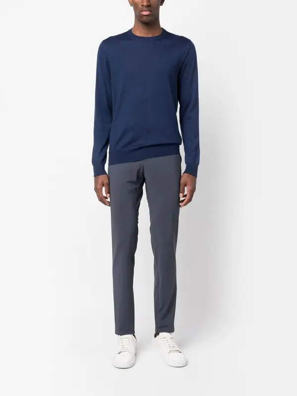 Fedeli Ribbed Crew Neck Jumper - Blue