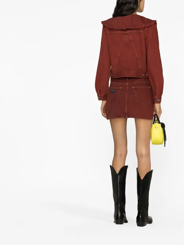 GANNI Asymmetric-button Denim Mini Skirt