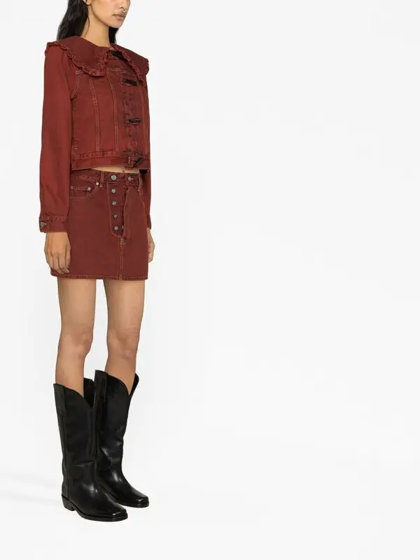 GANNI Asymmetric-button Denim Mini Skirt