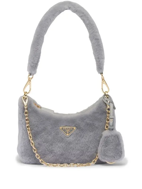 Prada Re-edition Shearling Mini Bag - Grey