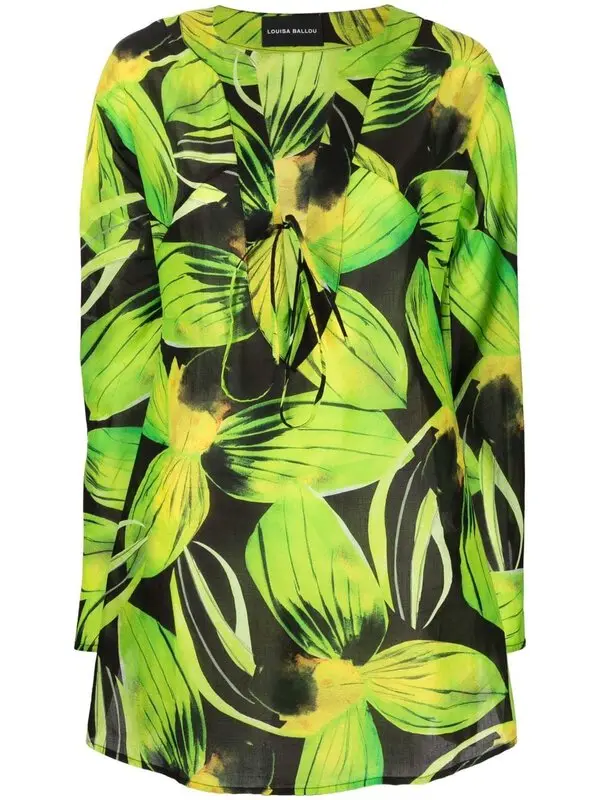 LOUISA BALLOU Floral-print Minidress - Green