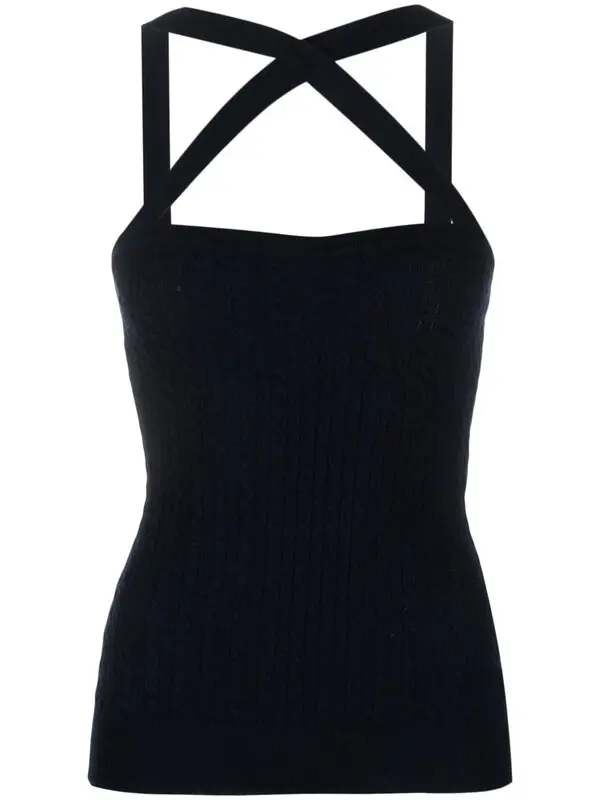 PATOU Cable-knit Halterneck Top - Blue