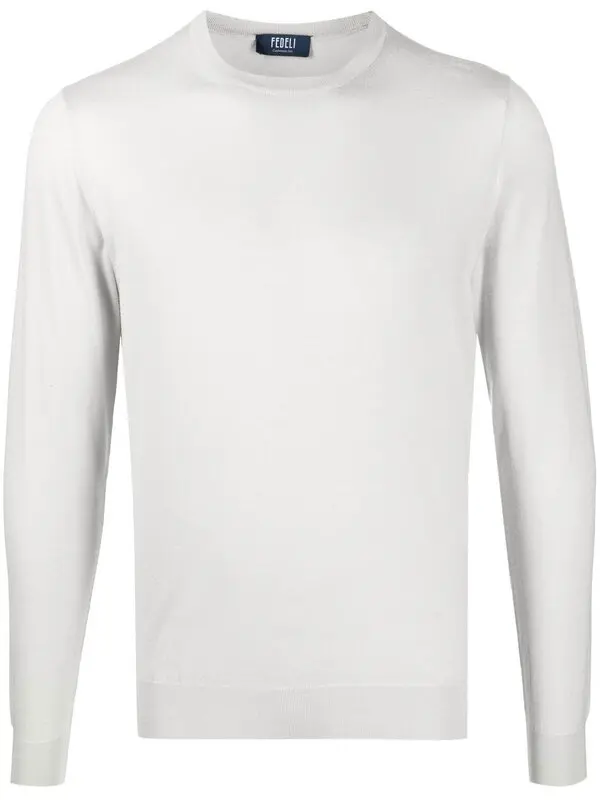 Fedeli Ribbed Crew Neck Jumper - Grey