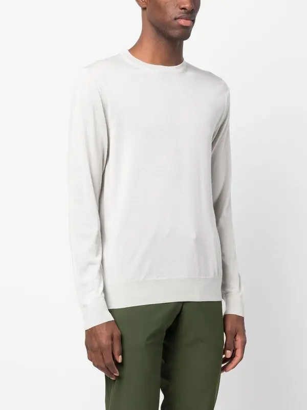 Fedeli Ribbed Crew Neck Jumper - Grey