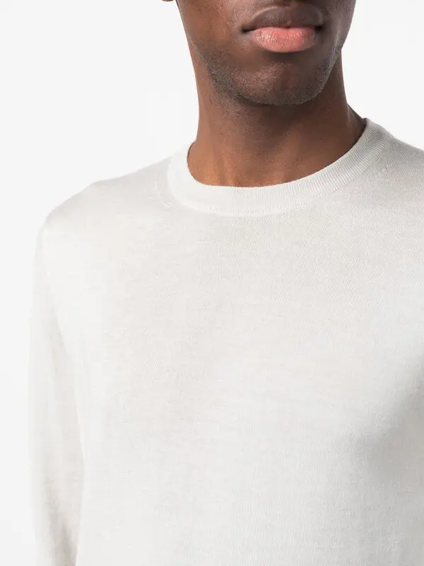 Fedeli Ribbed Crew Neck Jumper - Grey
