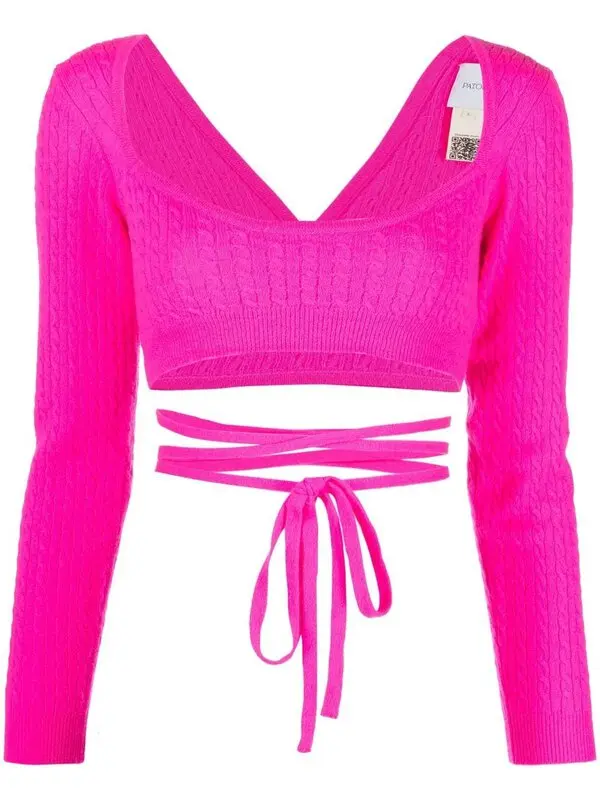 Patou Cropped Tie-fastening Top - Pink