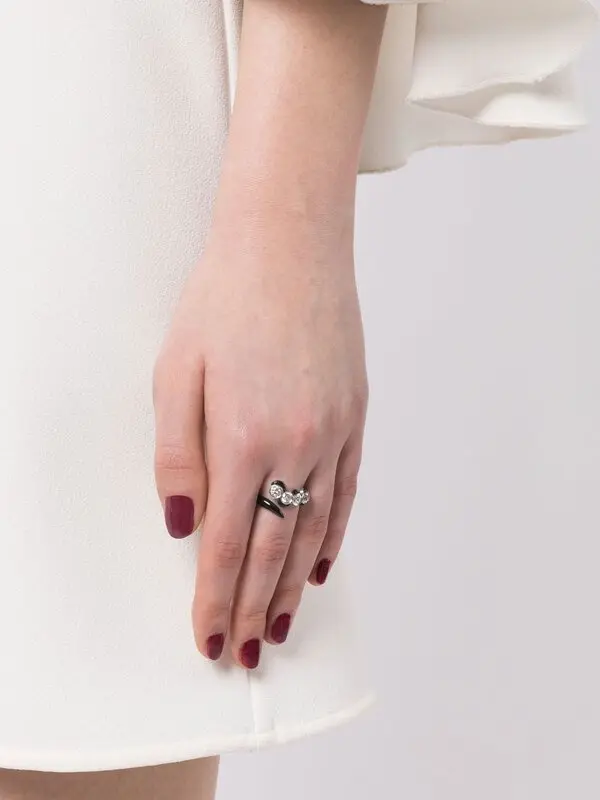 Nikos Koulis 18kt White Gold Diamond And Enamel Ring