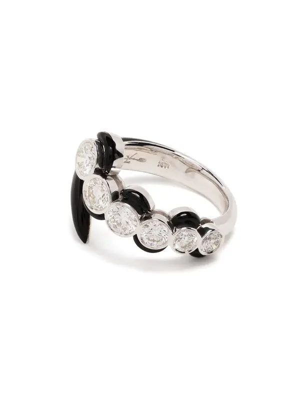 Nikos Koulis 18kt White Gold Diamond And Enamel Ring
