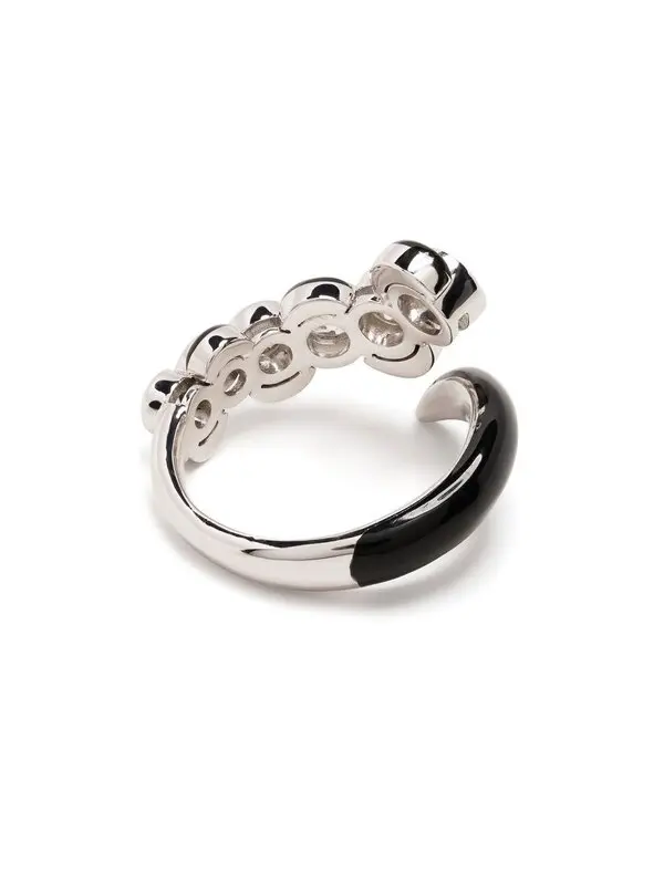 Nikos Koulis 18kt White Gold Diamond And Enamel Ring