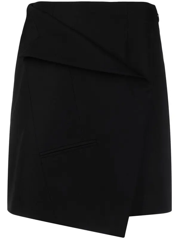 Alexander McQueen Asymmetric Wool Miniskirt - Black