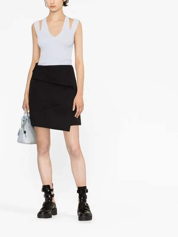 Alexander McQueen Asymmetric Wool Miniskirt - Black