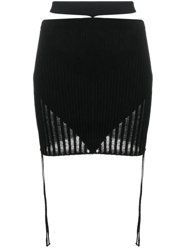 ANDREĀDAMO Ribbed-knit Mini Skirt - Black