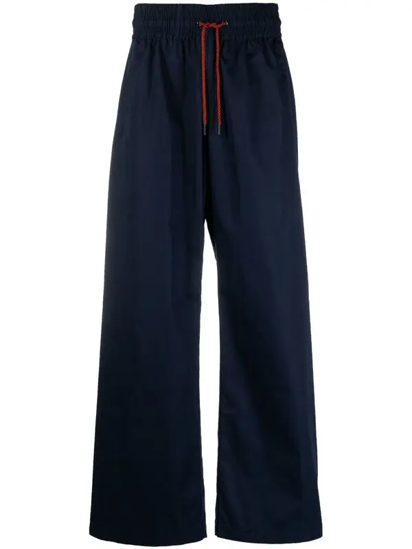 Viktor & Rolf Wide Leg Cotton-blend Trousers With Drawstring